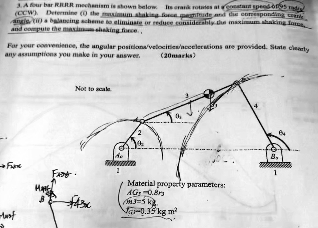SOLVED: A four-bar RRRR mechanism is shown below. Its crank rotates at ...