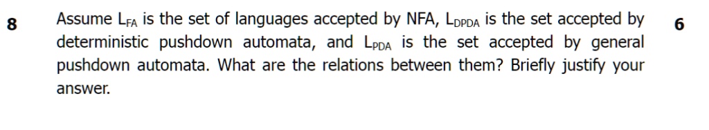 SOLVED: Assume LFa is the set of languages accepted by NFA, Lpppa is ...