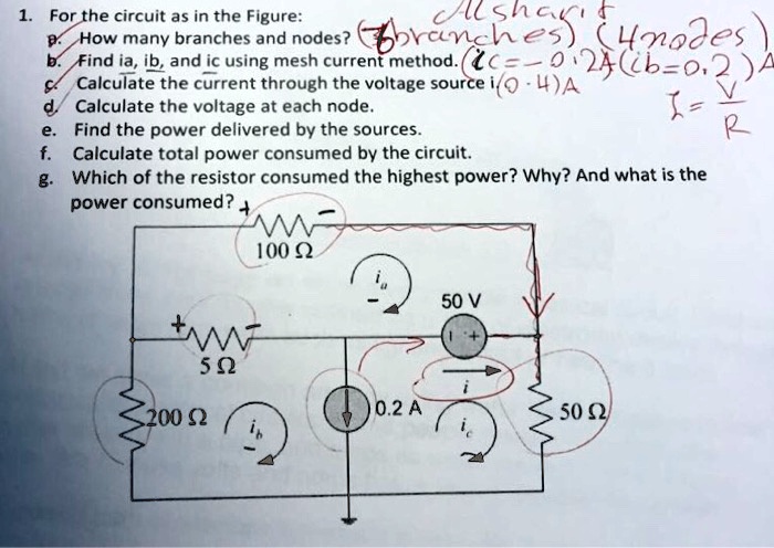 SOLVED: For the circuit as shown in the Figure: How many branches and nodes? Find ia, ib, and ic ...