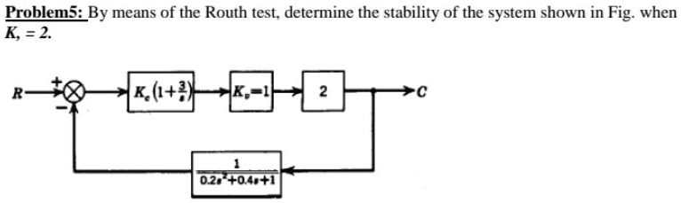 Problem 5: By means of the Routh test, determine the stability of the ...