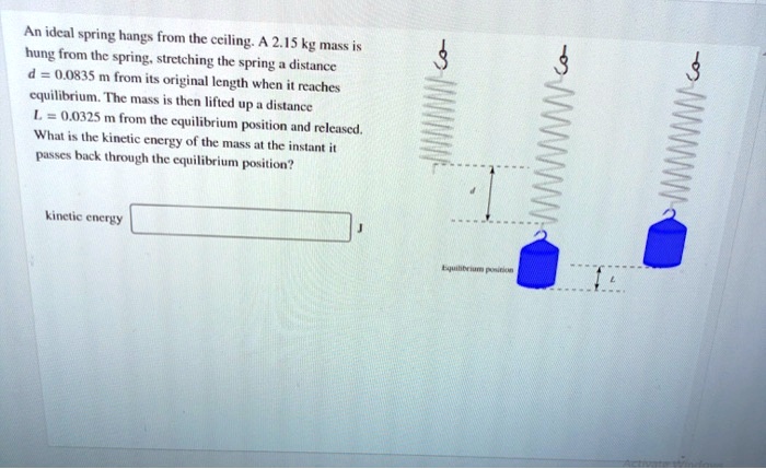 SOLVED: An ideal spring hangs from the ceiling; 2.15 Kg mass hung from the spring. stretching ...