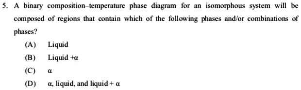 SOLVED: A binary composition-temperature phase diagram for an isomorphous system will be ...