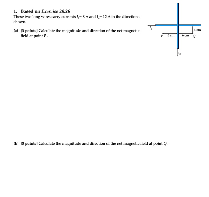 SOLVED: Based on Exercise 28.26 These two long wires carny currents I1= 8 Aand Iz= 12A in the ...