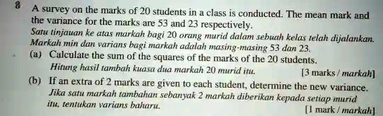 SOLVED: A survey on the marks of 20 students in a class is conducted ...
