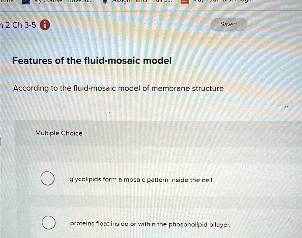 2ch3 5 saved features of the fluid mosaic model according to the fluid ...