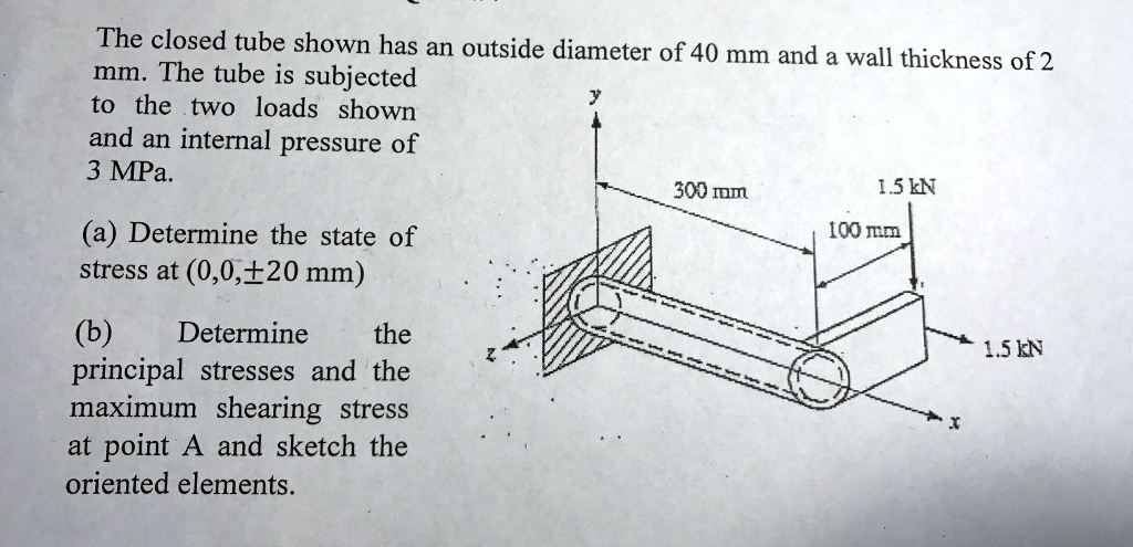 The closed tube shown has an outside diameter of 40 mm and a wall ...
