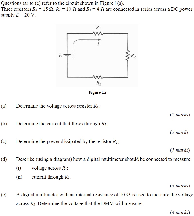 SOLVED: Questions (a to e) refer to the circuit shown in Figure 1(a ...