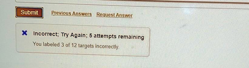 Solved Submit Previous Answers Requeslanswel Incorrect Try Again 5 Attempts Remaining You