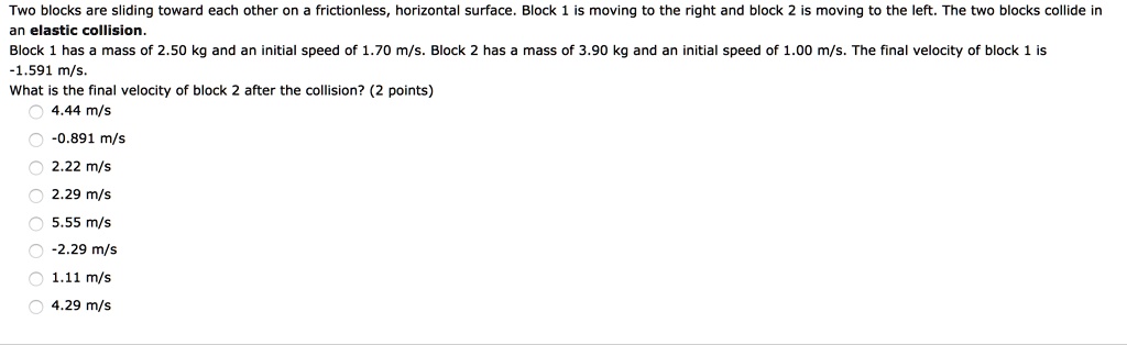 two blocks are sliding toward each other on frictionless horizontal ...