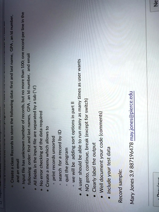 SOLVED: Create a class Records to store the following data: first and ...