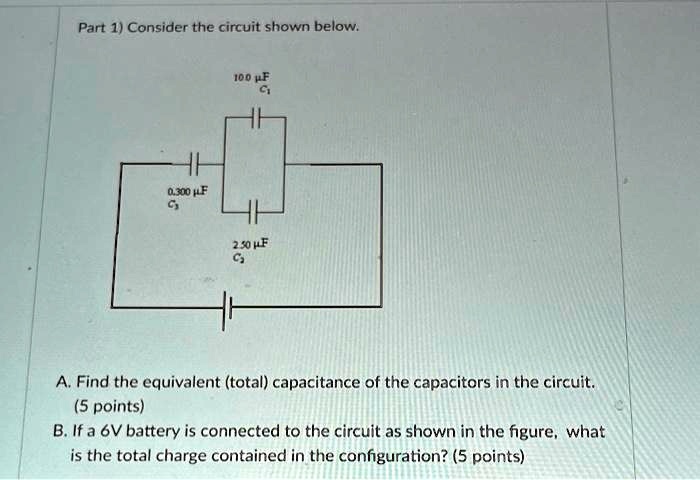 Part 1) Consider the circuit shown below. 0.300 ?F C? 100 µF C? 2.50 µF C? A. Find the ...