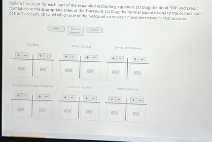 SOLVED: Build a T-account for each part of the expanded accounting ...
