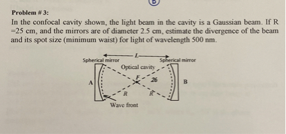 SOLVED: Problem # 3: In the confocal cavity shown, the light beam in ...