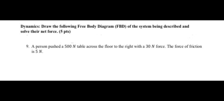 Dynamics: Draw the following Free Body Diagram (FBD) of the system ...