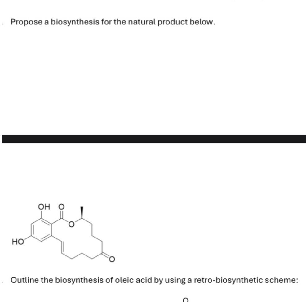 Propose a biosynthesis for the natural product below. Outline the ...