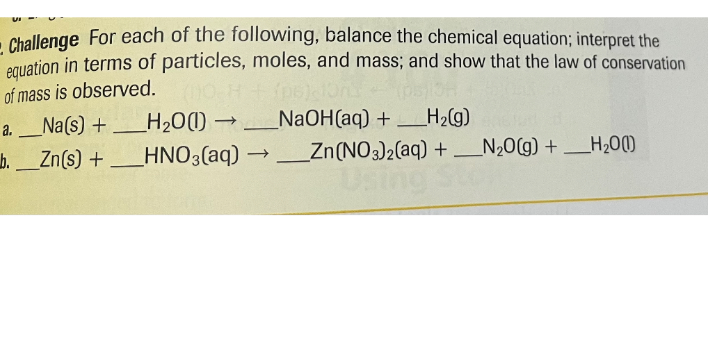 SOLVED: Challenge For each of the following, balance the chemical ...