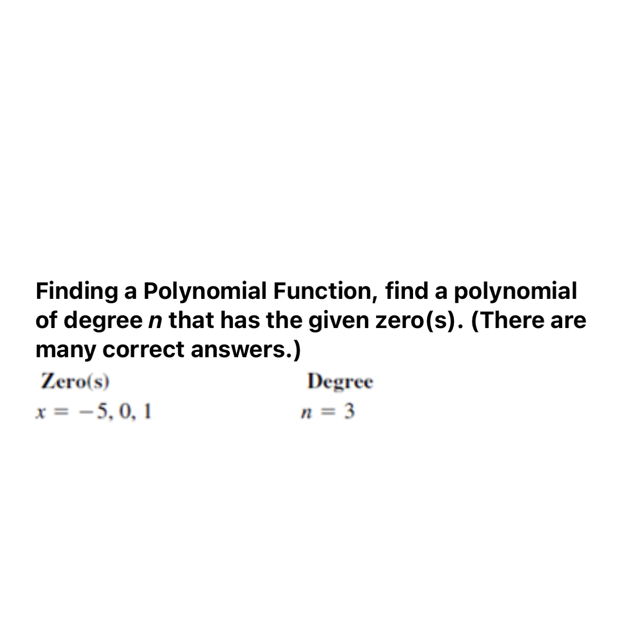 Solved Finding A Polynomial Function Find A Polynomial Of Degree N That Has The Given Zeros