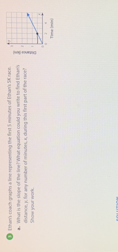 (3) Ethan's coach graphs a line representing the first 5 minutes of ...