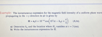SOLVED: Example: The instantaneous expression for the magnetic field ...