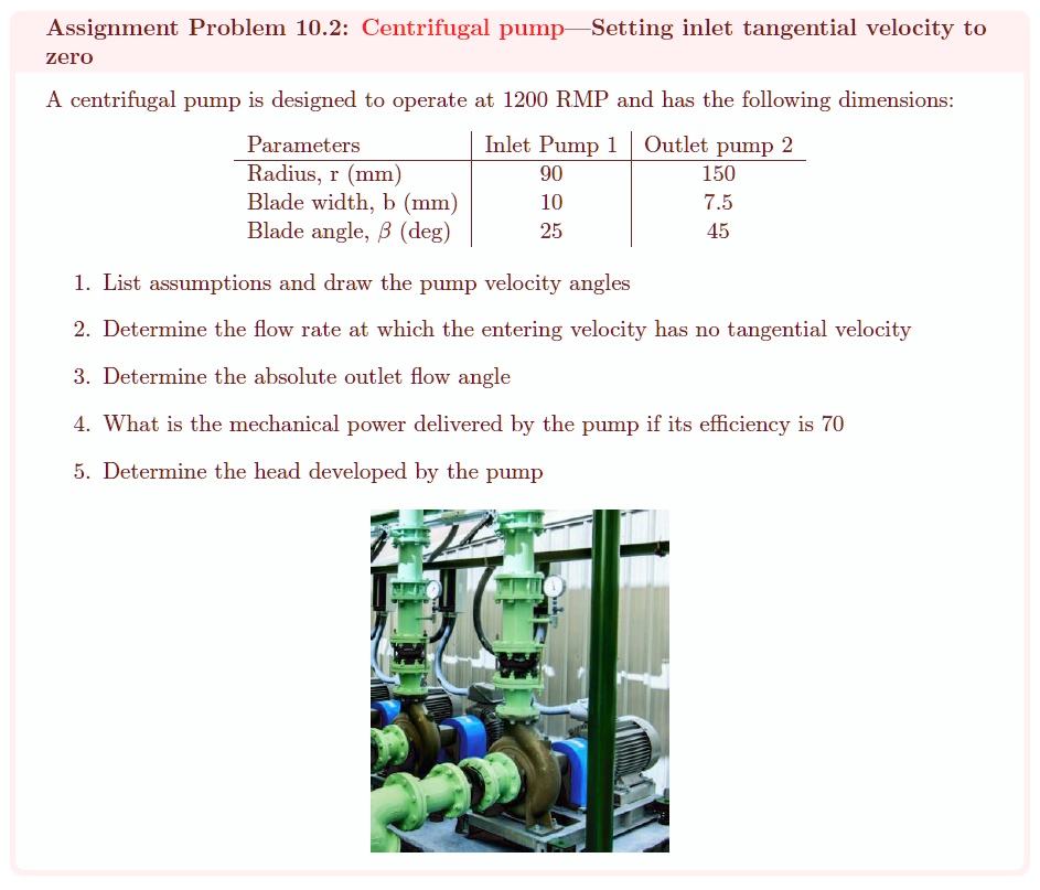 SOLVED: Assignment Problem 10.2: Centrifugal pump -Setting inlet tangential velocity to zero A ...