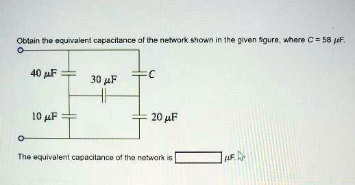 Obtain the equivalent capacitance of the network shown in the given figure, where C = 58 µF.40 ...