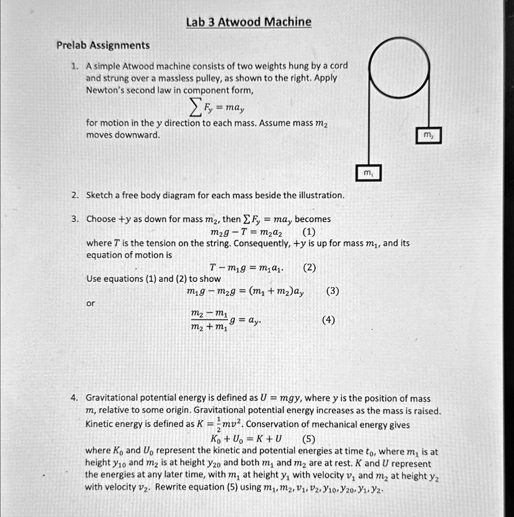 lab 3 atwood machine prelab assignments a simple atwood machine ...