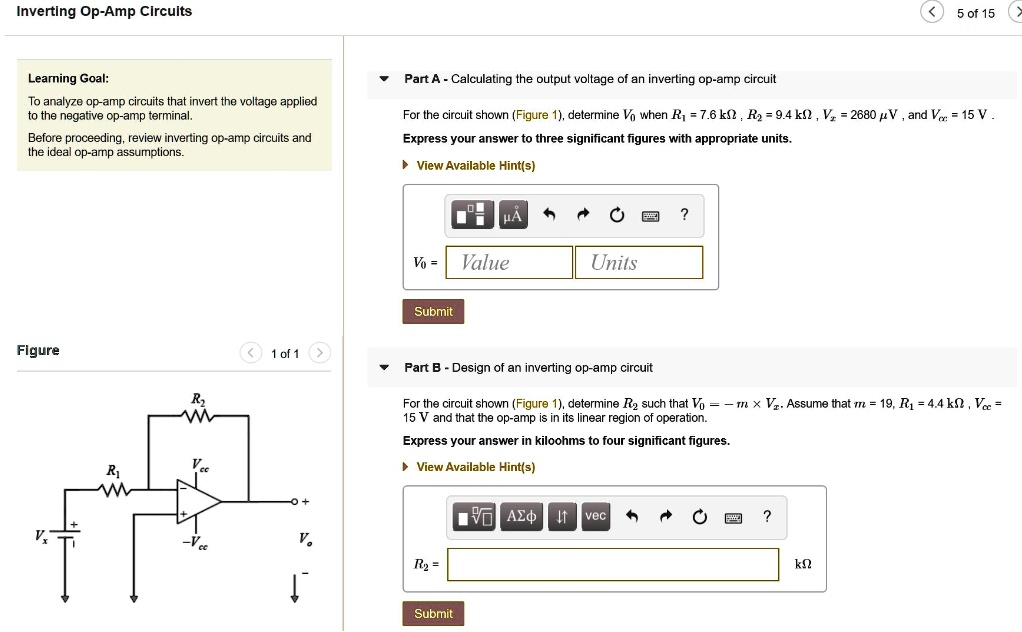 Solved Inverting Op Amp Circuits 5 Of 15 Learning Goal Part A Calculating The Output Voltage