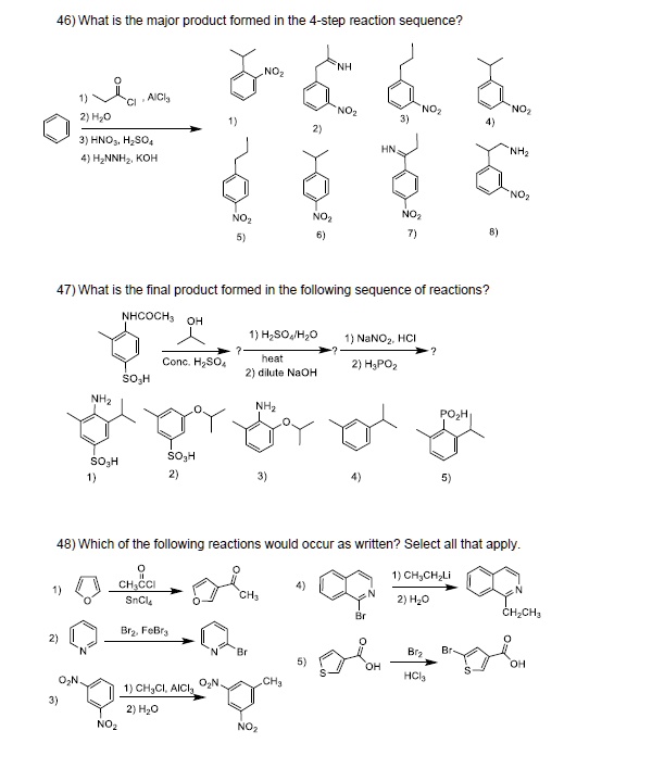 46) What is the major product formed in the 4-step reaction sequence ...