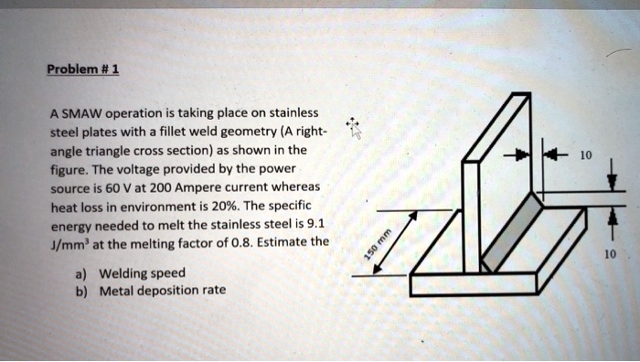 SOLVED: A SMAW operation is taking place on stainless steel plates with ...