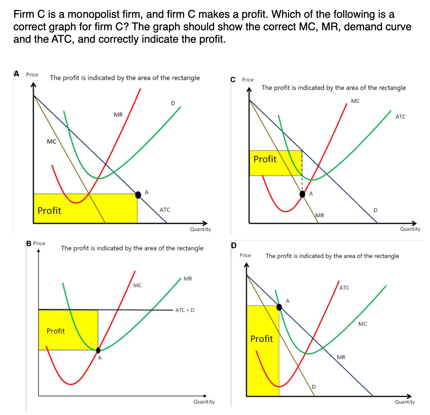 firm mathrmc is a monopolist firm and firm mathrmc makes a profit which ...