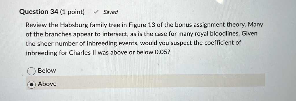 Question 34 (1 point) Saved Review the Habsburg family tree in Figure ...