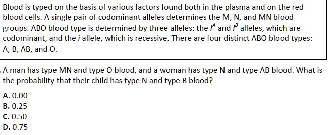 SOLVED: Blood is typed on the basis of various factors found both in the plasma and on the red ...