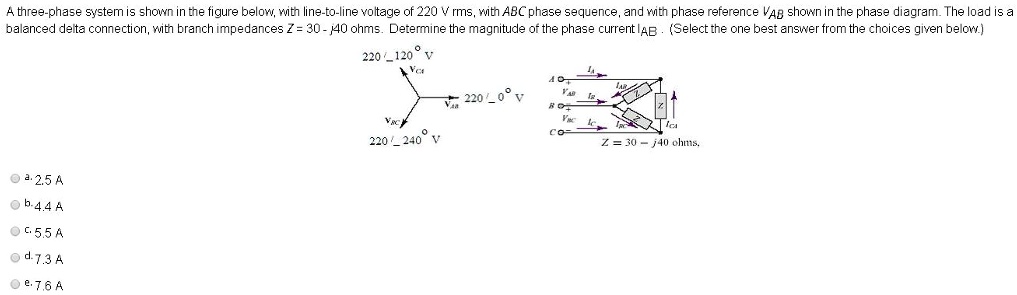 SOLVED: A three-phase system is shown in the figure below,with line-to ...