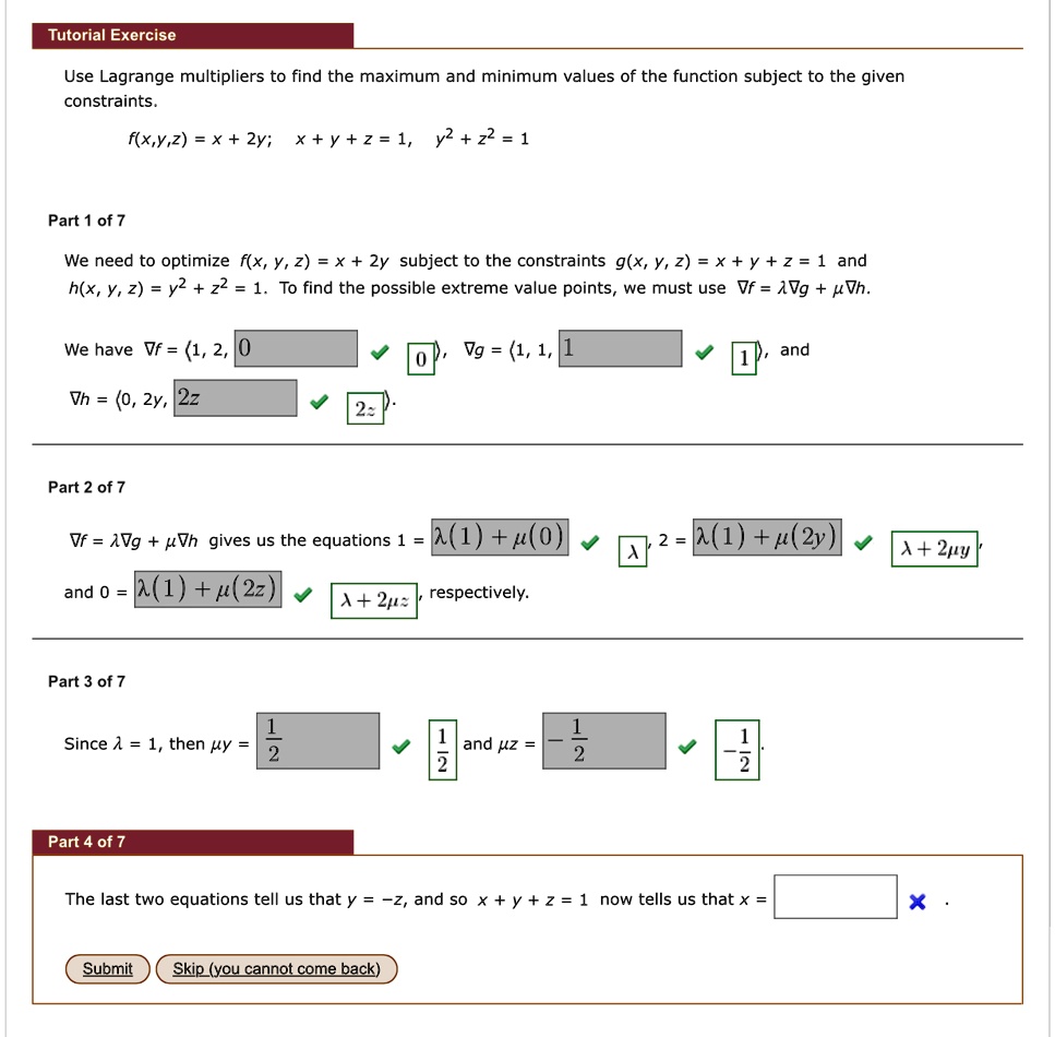 SOLVED: Texts: Tutorial Exercise Use Lagrange multipliers to find the ... SOLVED: Texts: Tutorial Exercise Use Lagrange multipliers to find the ...