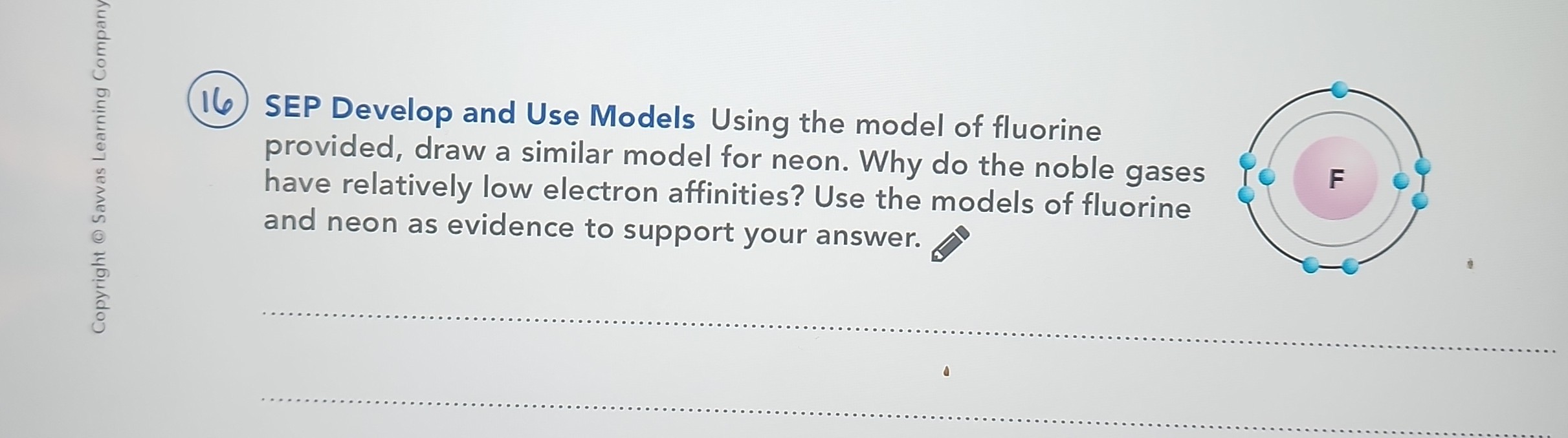 (16) SEP Develop and Use Models Using the model of fluorine...