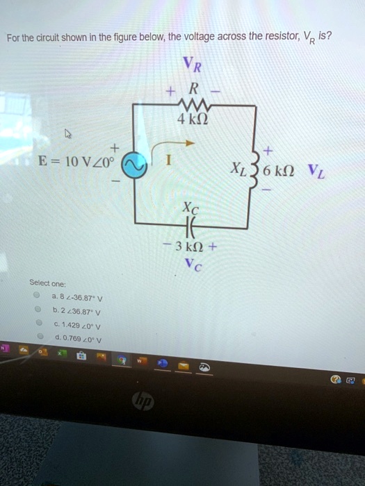 SOLVED: for the circuit shown in the figure below, the voltage across ...