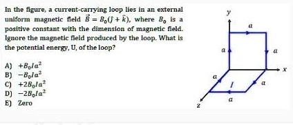 SOLVED: In the figure, a current-carrying loop lies in an external ...