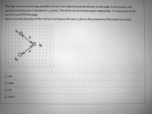 SOLVED:The figure shows three long; parallel current-carrying wires ...