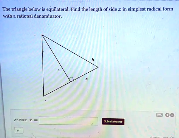 The triangle below is equilateral. Find the length of side x in ...