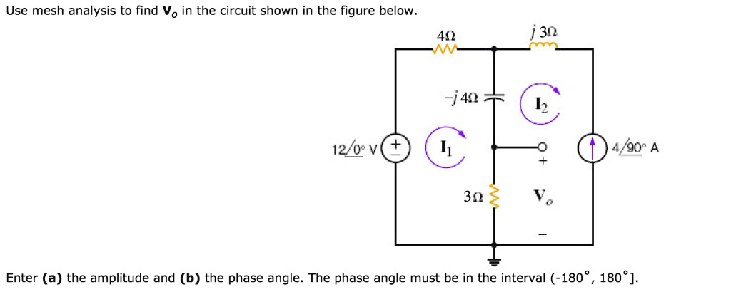 SOLVED: Use mesh analysis to find Vo in the circuit shown in the figure below. 40 Î© j3Î© 140Â ...
