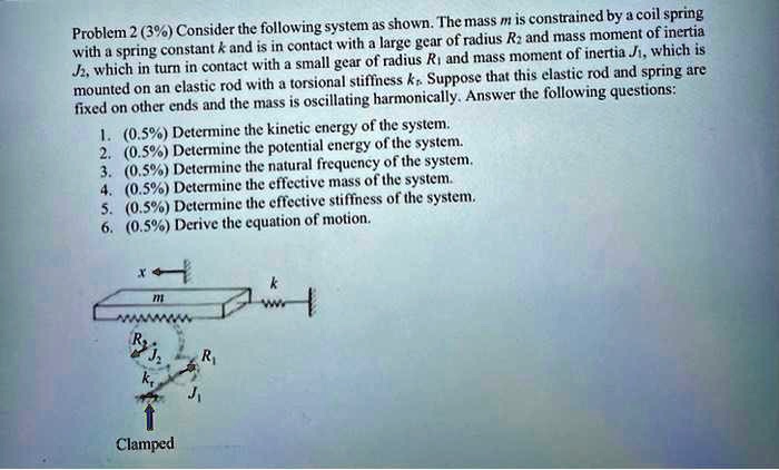 SOLVED: Problem 2(3%) Consider the following system as shown.The mass m ...