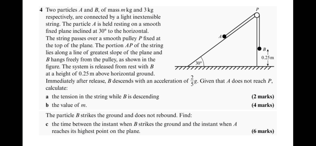 SOLVED: Mechanics q Two particles A and B, of mass m kg and 3 kg respectively, are connected by ...