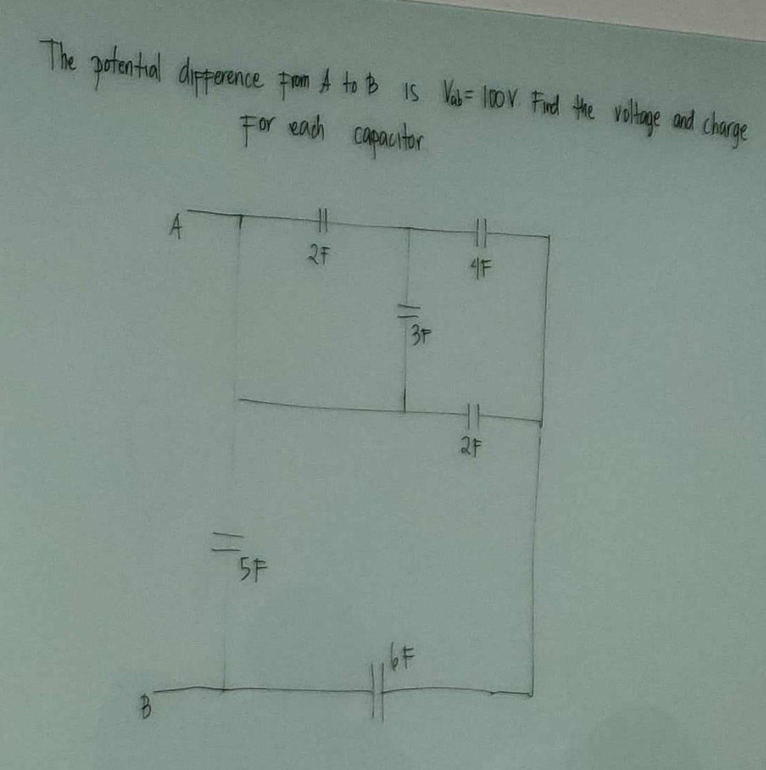 The potential difference from A to B is Vab=100V. Find the...