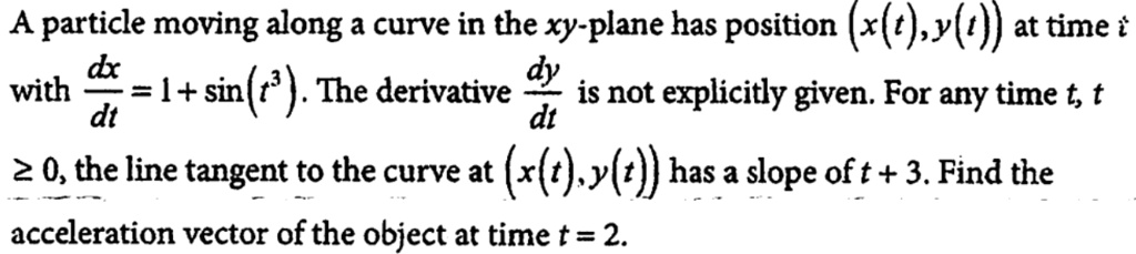 A particle moving along a curve in the xy-plane has position (x(t), y(t)) at time t with Î¸ = I ...