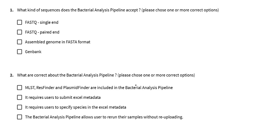 SOLVED: What kind of sequences does the Bacterial Analysis Pipeline ...