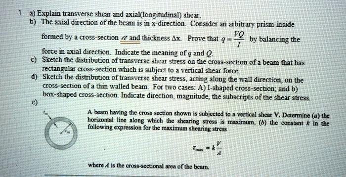 1. a) Explain transverse shear and axial(longitudinal) shear. b) The ...