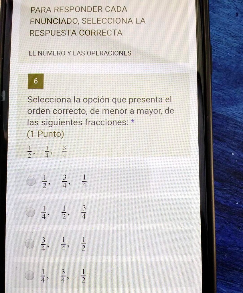SOLVED: seleccionala opcion presenta el orden correcto de menor a mayor de la siguiente ...