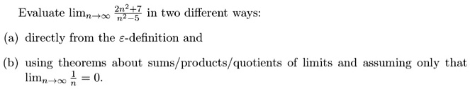 SOLVED:Evaluate limn-x 2 02_5 in two different ways: directly from the ...