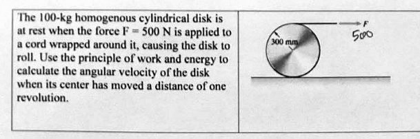 SOLVED: The 100-kg homogenous cylindrical disk is at rest when the ...