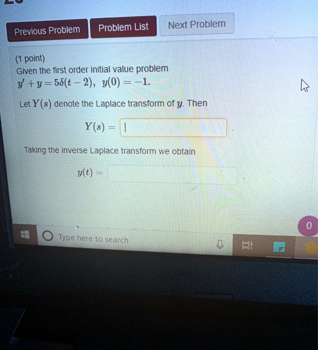Solved Previous Problem Problem List Nnext Problem 1 Point Given The First Order Initial 6984